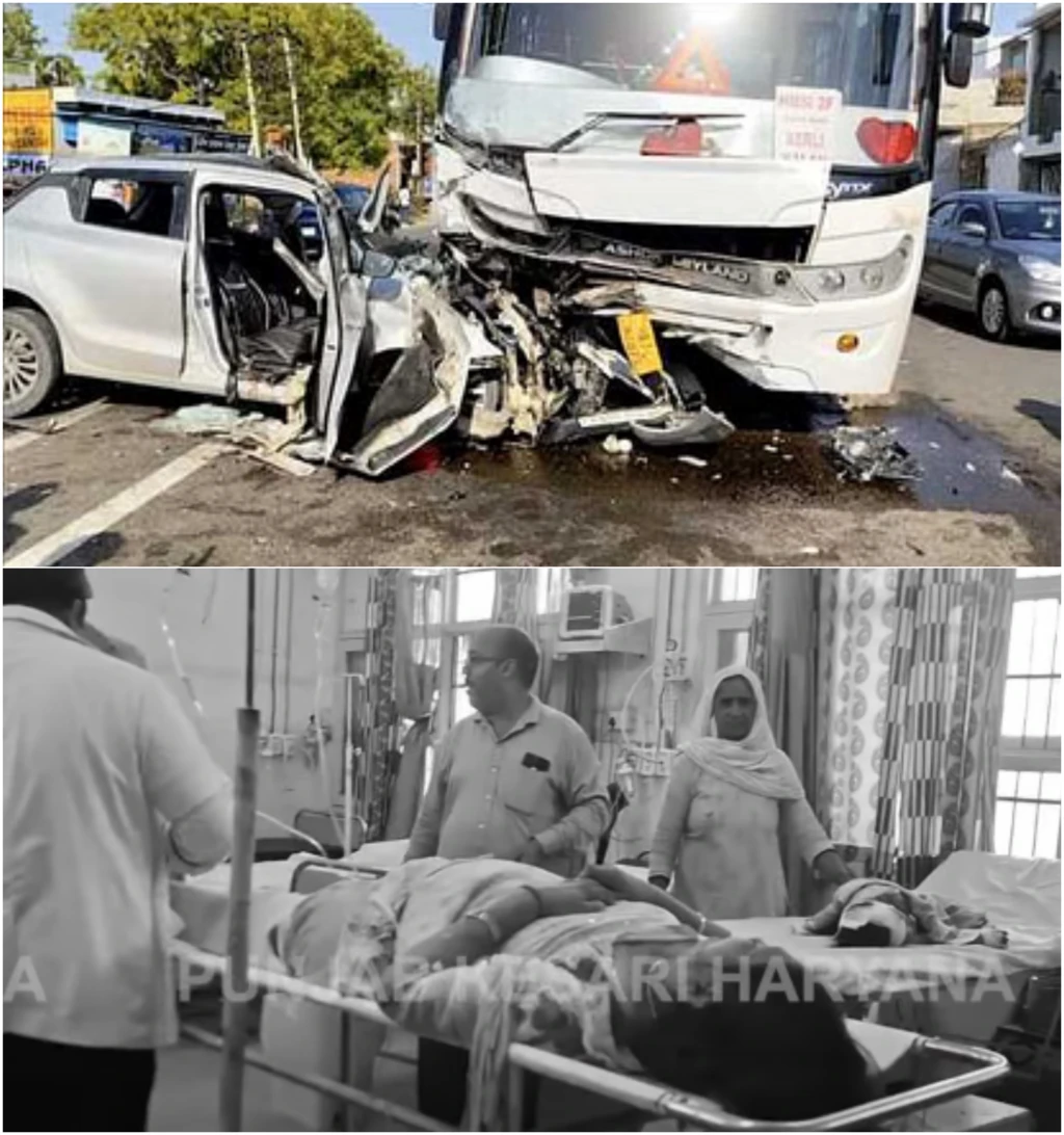 Tragedy in Rewari: Out-of-Control Car Crashes into Bus, Driver Dies ...