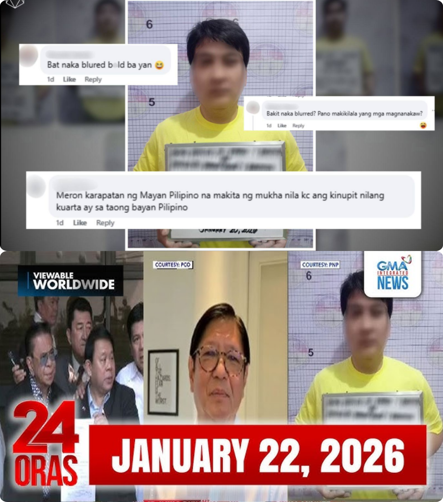 Revilla at 6 akusado sa Pandi project, naka-dilaw sa blurred mugshots ...